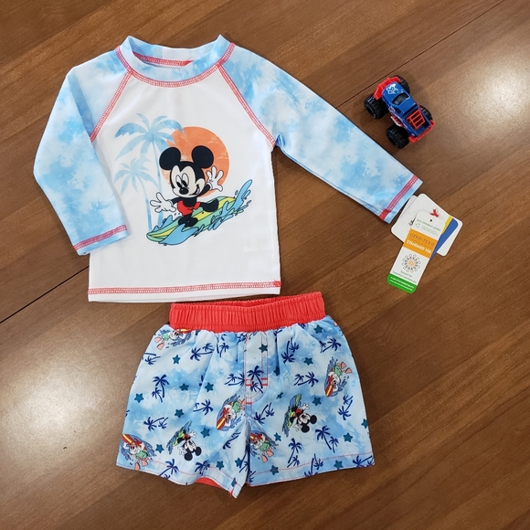 Disney | Swim | Nwt Disney Mickey Mouse Toddler Baby Boy Rash Guard ...